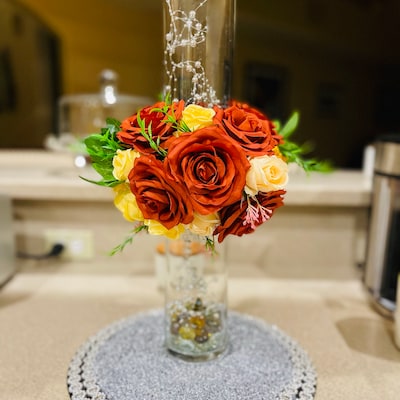 10pcs Rust Orange Realistic Fake Roses for DIY Wedding - Etsy