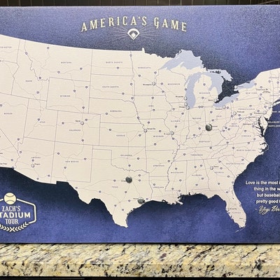 Executive Baseball Stadium Tour Map, Push Pin Map for Ballpark Bucket ...