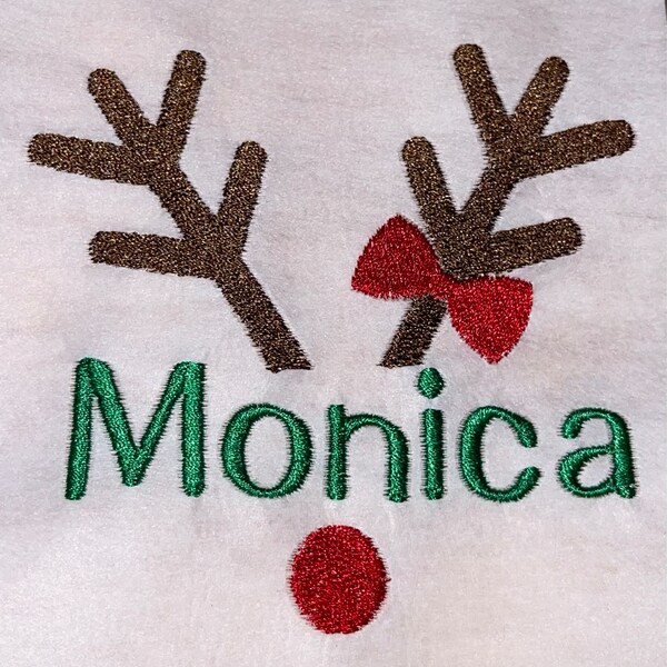 Personalized Sibling Matching Reindeer Embroidery Design 4x4 5x7 6x10 ...