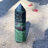 Ruby Zoisite Tower, Polished Ruby Zoisite Point, Anyolite Self-standing Tower, Crystal Healing ...