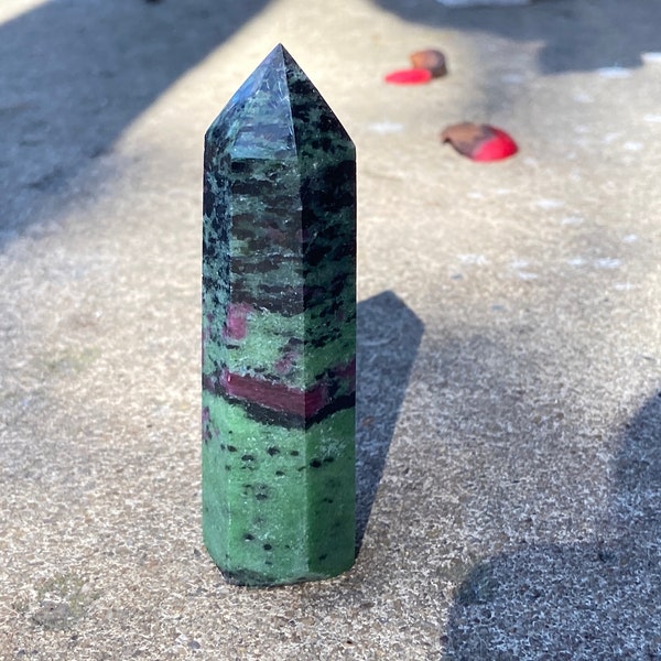 Ruby Zoisite Tower, Polished Ruby Zoisite Point, Anyolite Self-standing Tower, Crystal Healing ...