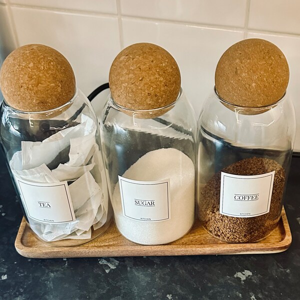 Tea Coffee Sugar Canisters Tea Coffee Sugar Storage Jars Glass Jars ...