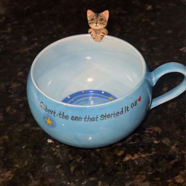 Cute Cat Coffee Mug Leisurely Cat 17oz Handmade Cat Mug Pottery Mug Cat ...
