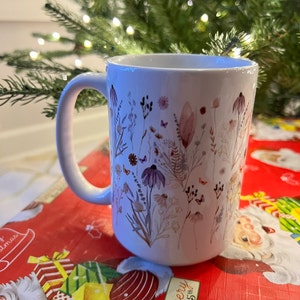 Boho Wildflowers Cottagecore Coffee Mug, Pressed Flowers Mug, Pastel ...