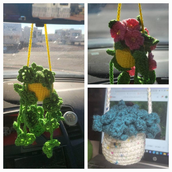 5in1 PDF File Car Hangers Crochet Pattern, Crochet Succulent Pot ...