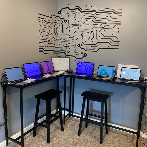 Circuit Board Wall Decal, Technology Vinyl Wall Art Decals, Gamer Room ...