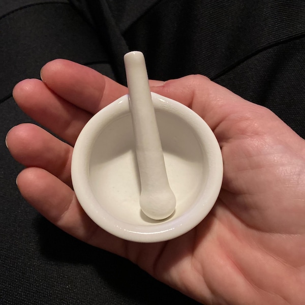 MORTAR and PESTLE SET Porcelain 60mm Grinding Bowl Herb Spice - Paint ...