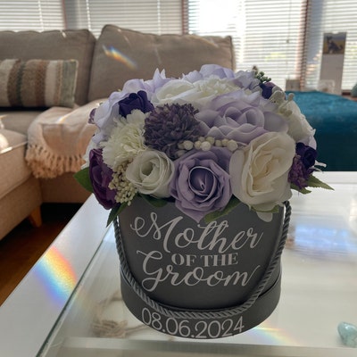 Mothers Day Bouquet, Personalised Hatbox, Gift for Mum, Artificial ...