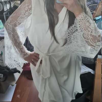 Long Bridal Robe With Train Sheer Tulle Ruffle Robe Boudoir - Etsy