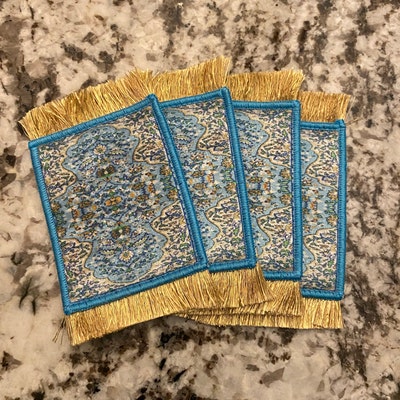 Beautiful Turkish Carpet Coasters, Persian Rug Coasters, Mug Rug ...