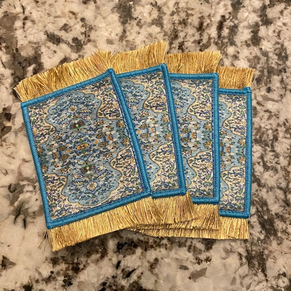 Beautiful Turkish Carpet Coasters, Persian Rug Coasters, Mug Rug ...