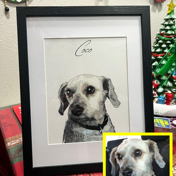 Custom Watercolor Portraits Using Pet Photo Personalized Digital Dog Portraits Cat Portraits ...