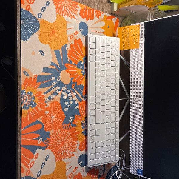 Groovy Floral Desk Mat: Retro Boho Workspace Accessory - Etsy