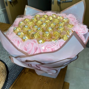 Large Lindt Lindor Chocolate & Flowers Hand-tied Bouquet Gift. - Etsy