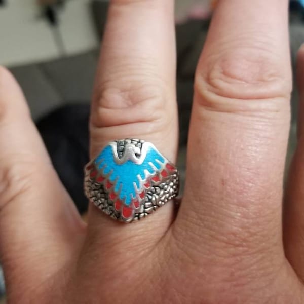 Vintage Native American Style Southwestern Turquoise Stone Inlay Men's ...