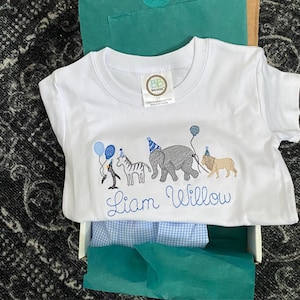 Personalized Boys Zoo Animal Birthday Parade Outfit or Shirt, Gingham ...