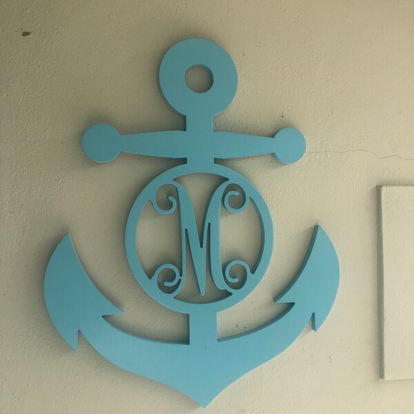 Wooden Anchor Sign, Anchor Sign Initial, Anchor Monogram Sign, Anchor ...