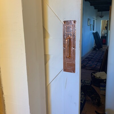 Hammered Copper Door Pull Plate With Brown Patina - Etsy