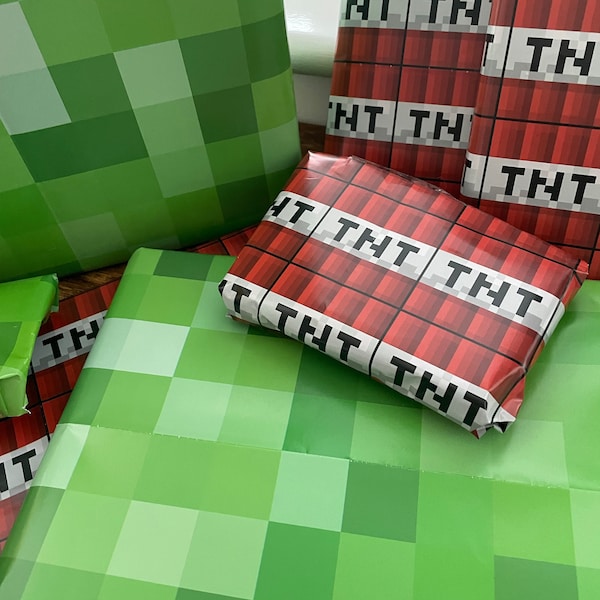 Minecraft Inspired Wrapping Paper/gift Wrap and Greeting Cards - Etsy