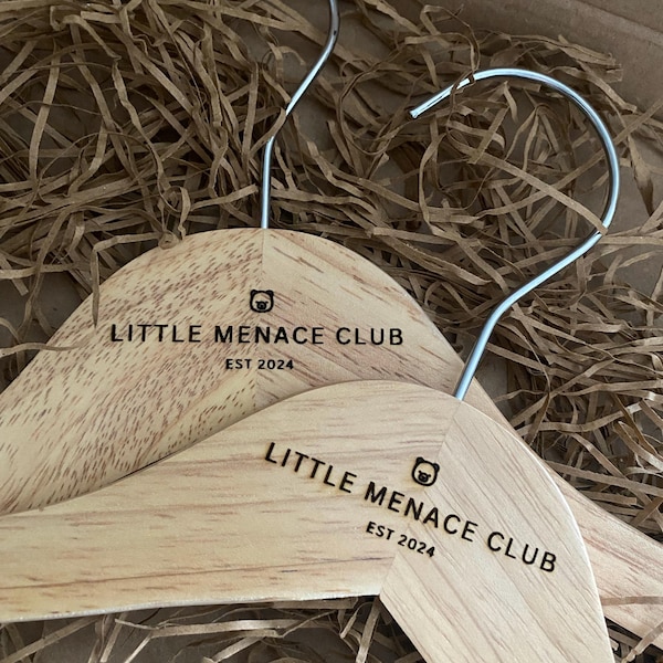 Business Logo Wooden Hanger, Personalised Hanger, Business Stationary ...