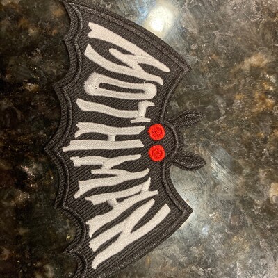 Mothman Sew Iron on Patch Embroidered Black Moth Man Cryptid Creature ...