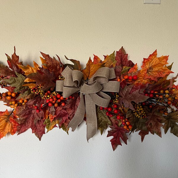 Fall Leaf Swag, Horizontal Autumn Maple Leaf Decor, Harvest Wall ...