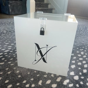 Personalized Name Card Box Wedding Acrylic Card Box With Lock and Key ...