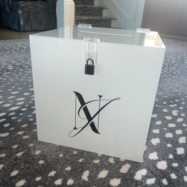 Personalized Name Card Box Wedding Acrylic Card Box With Lock and Key ...