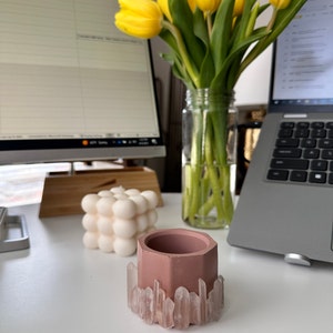 Crystal Point Cement Planter/ Mini Hexagonal Pot/ Crystal Healing ...