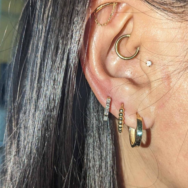 14K Solid Gold Double/single Chain Drape Internally Threaded Stud ...