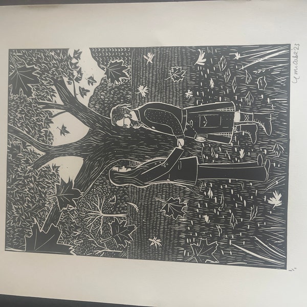 Linocut Custom Wedding Portrait Lino Custom Couple Portrait First ...