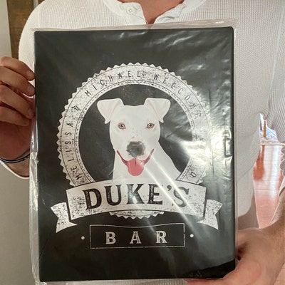 Dog Bar Sign Custom Dog Portrait & Personalized Logo for Wedding Bar ...