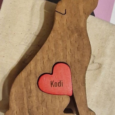 Apricot Cockapoo Small Figurine, Wooden Dog Statue With Engraved Love ...