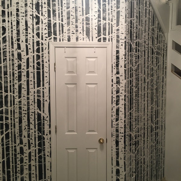 Birch Forest Wall Stencil - LARGE WALL STENCIL Instead of Wallpaper ...