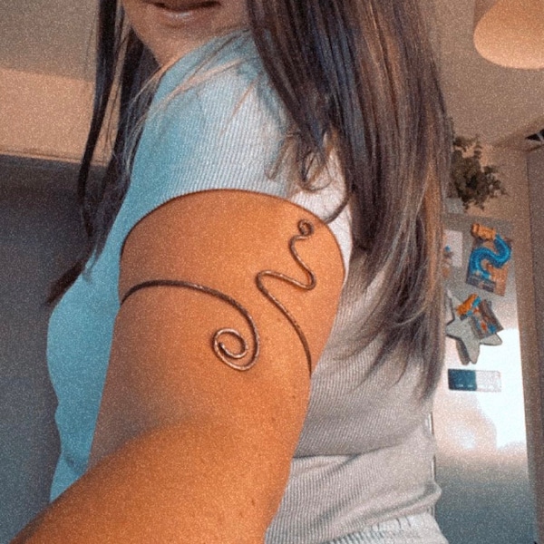 Handmade Copper Armlet, Snake Design Upper Arm Cuff Bracelet, Copper ...