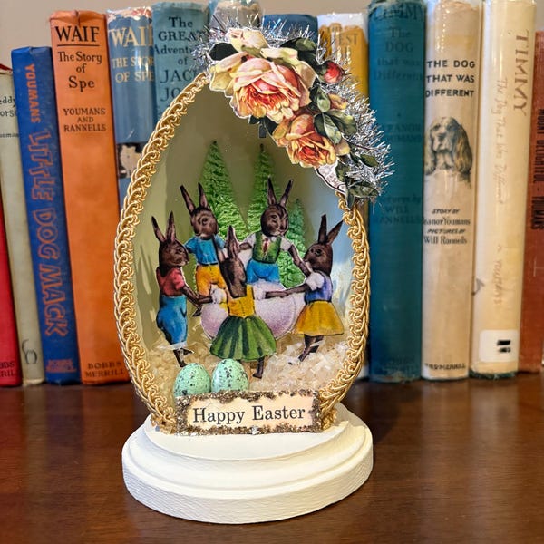 Vintage Style Easter Decor, Panoramic Easter Egg, Easter Diorama, Kitsch Retro Easter Display ...
