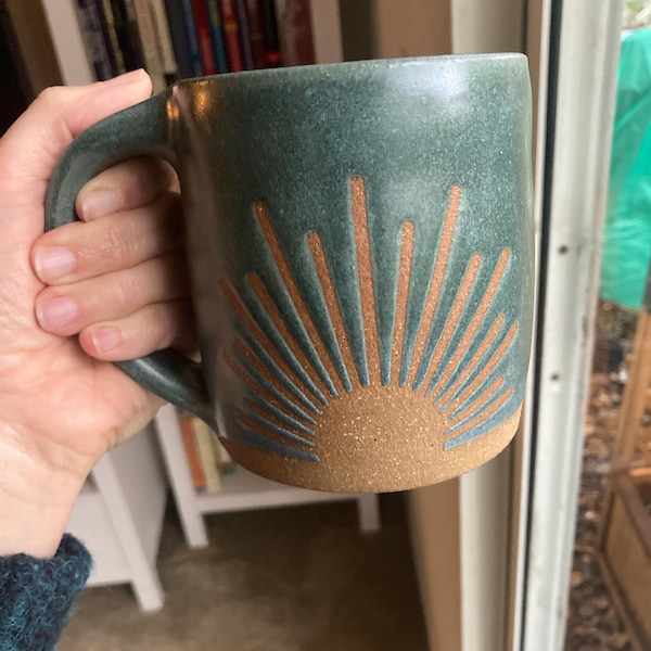 Solstice Mug: Handmade Pottery Mug With Sun Design, Ceramic Coffee Cup ...