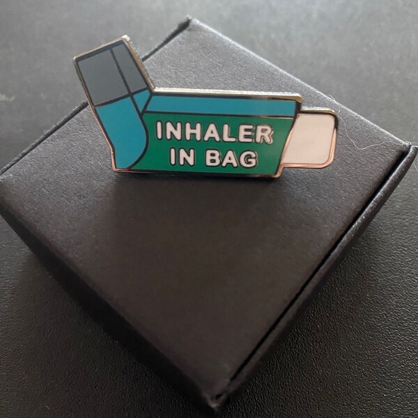 INHALER IN BAG Enamel Pin - Asthma Inhaler Enamel Pin, Asthma Awareness ...