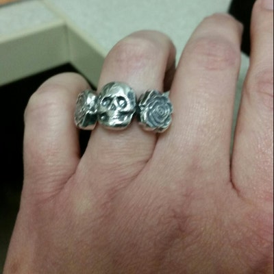 Skull and Roses Ring Sterling Silver Skull Jewelry for Women Skull ...