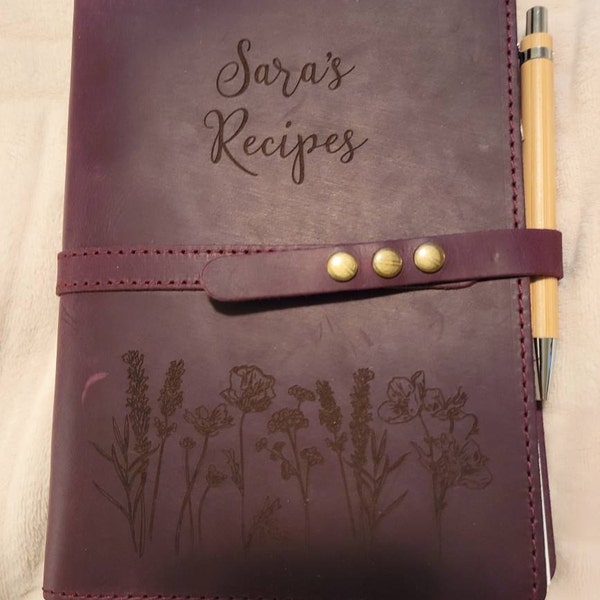 Leather Recipe Book With Flowers Personalized Mothers Day Gift Recipe ...