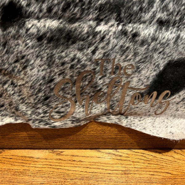 Engraved Cowhide: Personalized Family Name Sign, Nursery Decor, Wedding ...