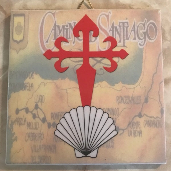 Camino De Santiago Ceramic Tile: Seashell & St James Cross, Catholic ...