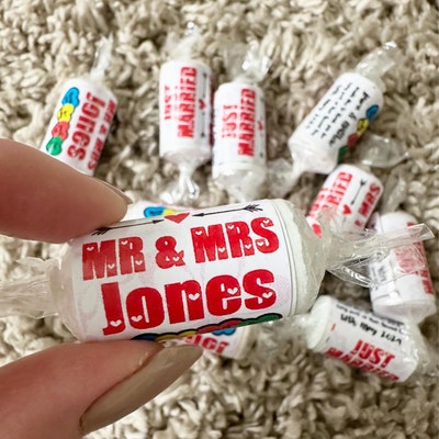 Personalised Mini Love Hearts Wedding Favours Just Married for Guests ...