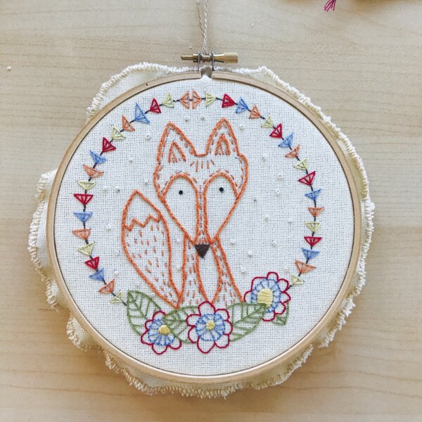CRAFTY FOX - Pdf Embroidery Pattern, Fox Embroidery Design, Embroidery ...