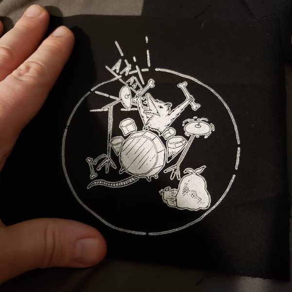 Folk Punk Drummer Opossum Patch - Original Art - Etsy