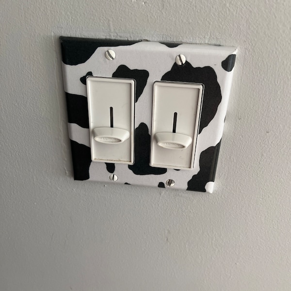 COWHIDE PRINT Black and White Cow Home Wall Decor Light Switch Plates ...