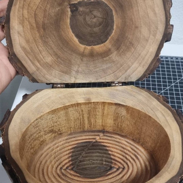 Wood Box, Handmade Box Made of Tree Stump, Jewelry Storage Box, Large ...