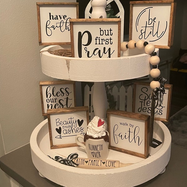 Faith Black & White Tiered Tray Decor! Christian / Religious Mix and ...
