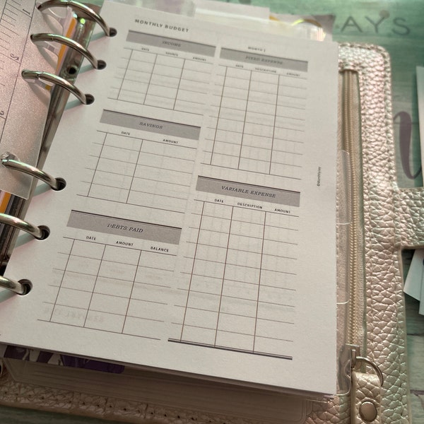 Printable Budget Planner Pocket Size Inserts, Bill Organizer Template ...