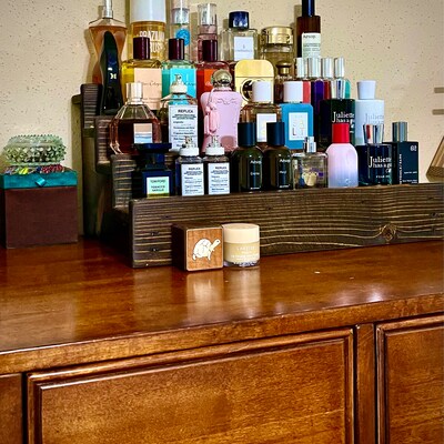 Reclaimed Wood Fragrance Display Shelf Bathroom Vanity Organization ...